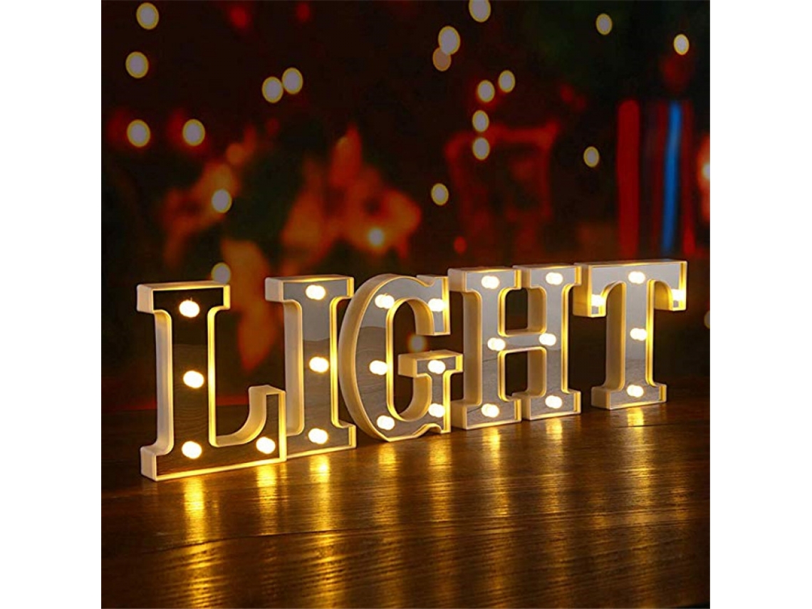 Led Letra Luces 1 Pieza 26 Alfabeto Lámpara con Led Blanco Cálido