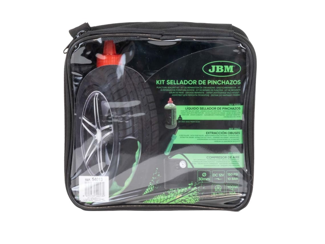 Kit Sellador de Pinchazos JBM Líquido Y Compresor de Aire