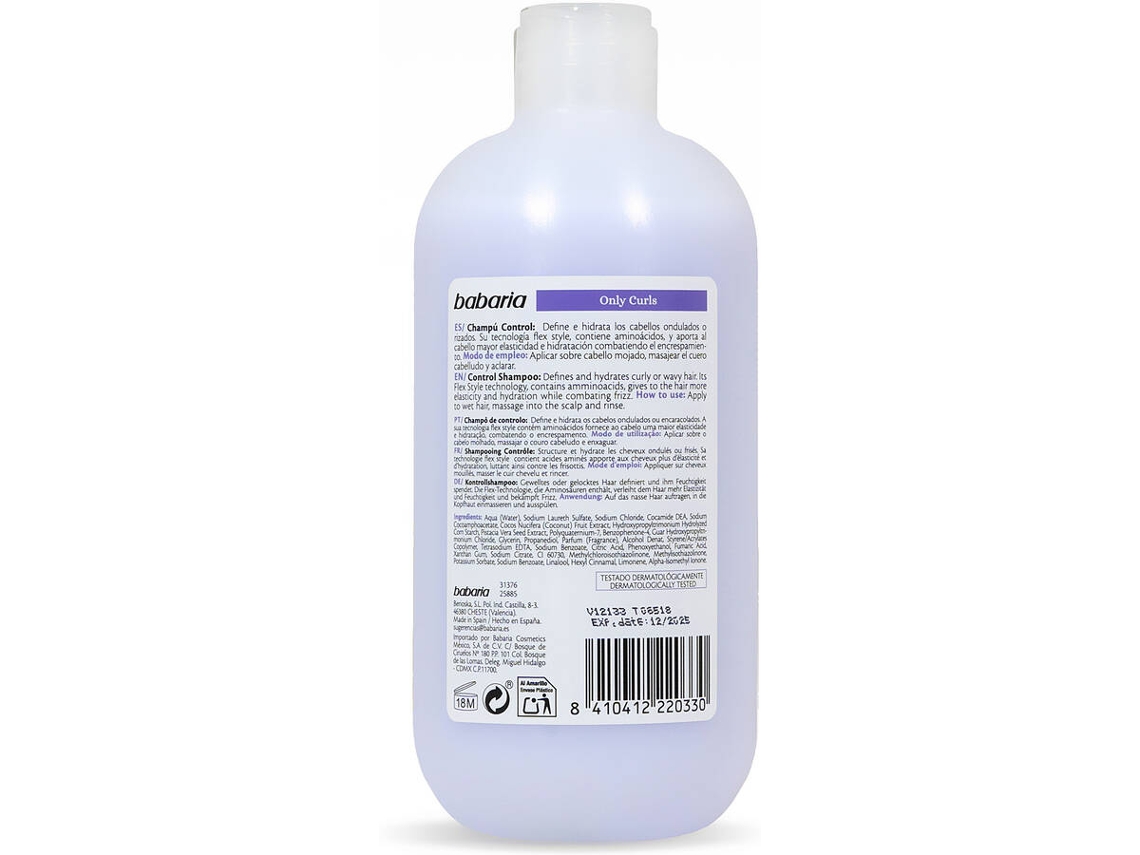 Champú BABARIA Control de Pelos Ondulados y Rizos (500 ml) | Worten.es