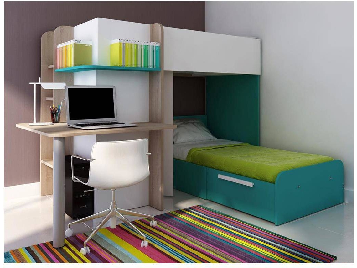 Cama Litera VENTE-UNIQUE Samuel (Azul - Paneles y Otros Derivados de la ...