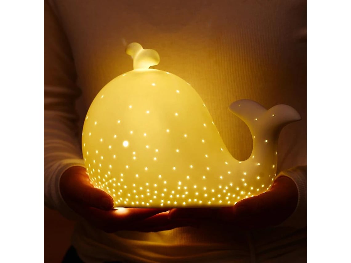 Cerámica creativa Ballena encantadora LED Lámpara de mesa de dormitorio ...