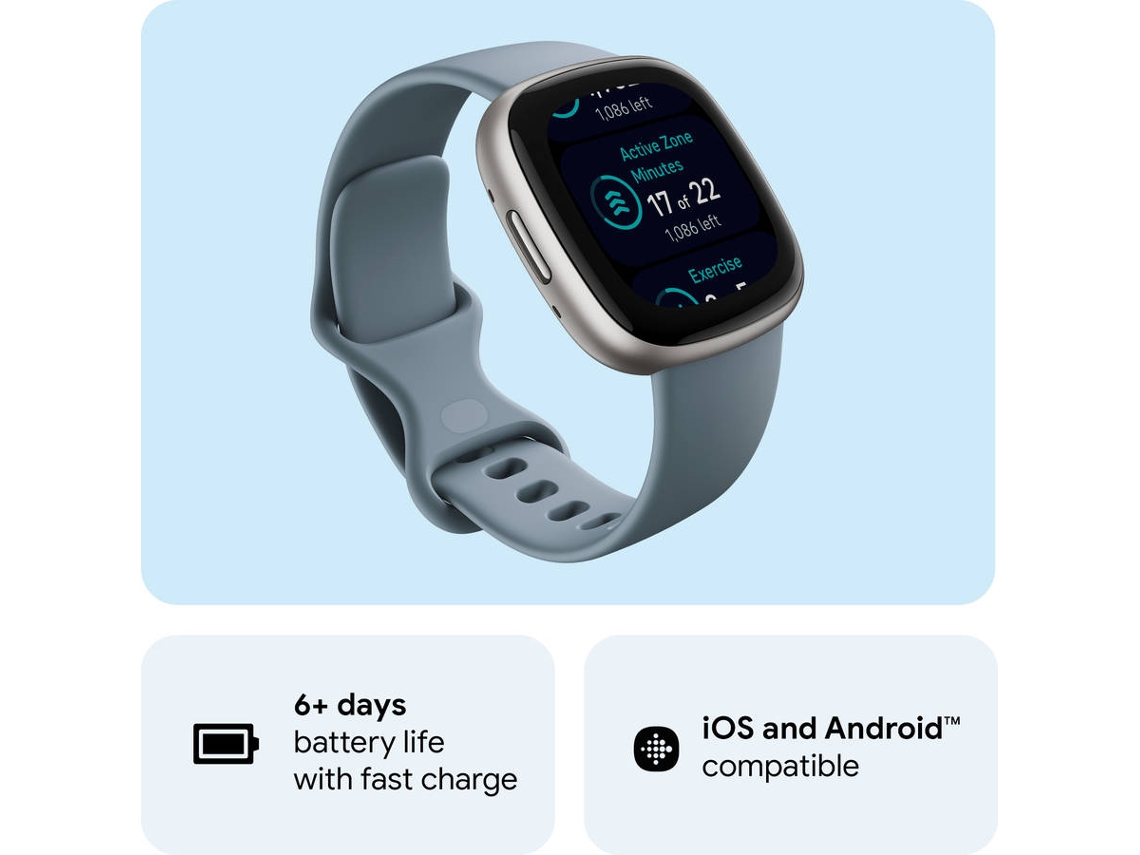Reloj Deportivo FITBIT BY GOOGLE Versa 4 (Bluetooth - 6 días de autonomía - Azul) | Worten.es