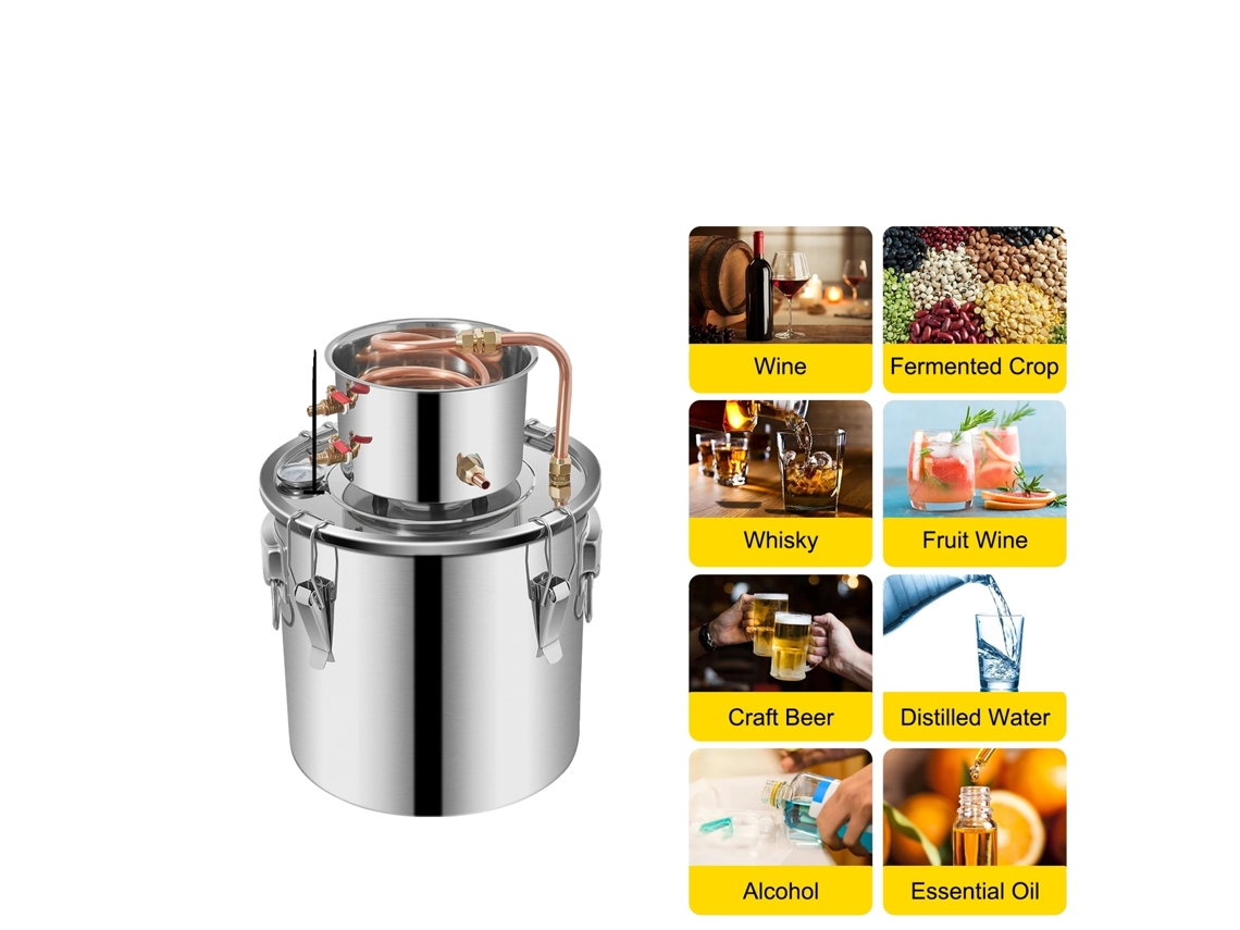 Destilador, capacidad de 5 galones, acero inoxidable y cobre, OEM de 5 ...