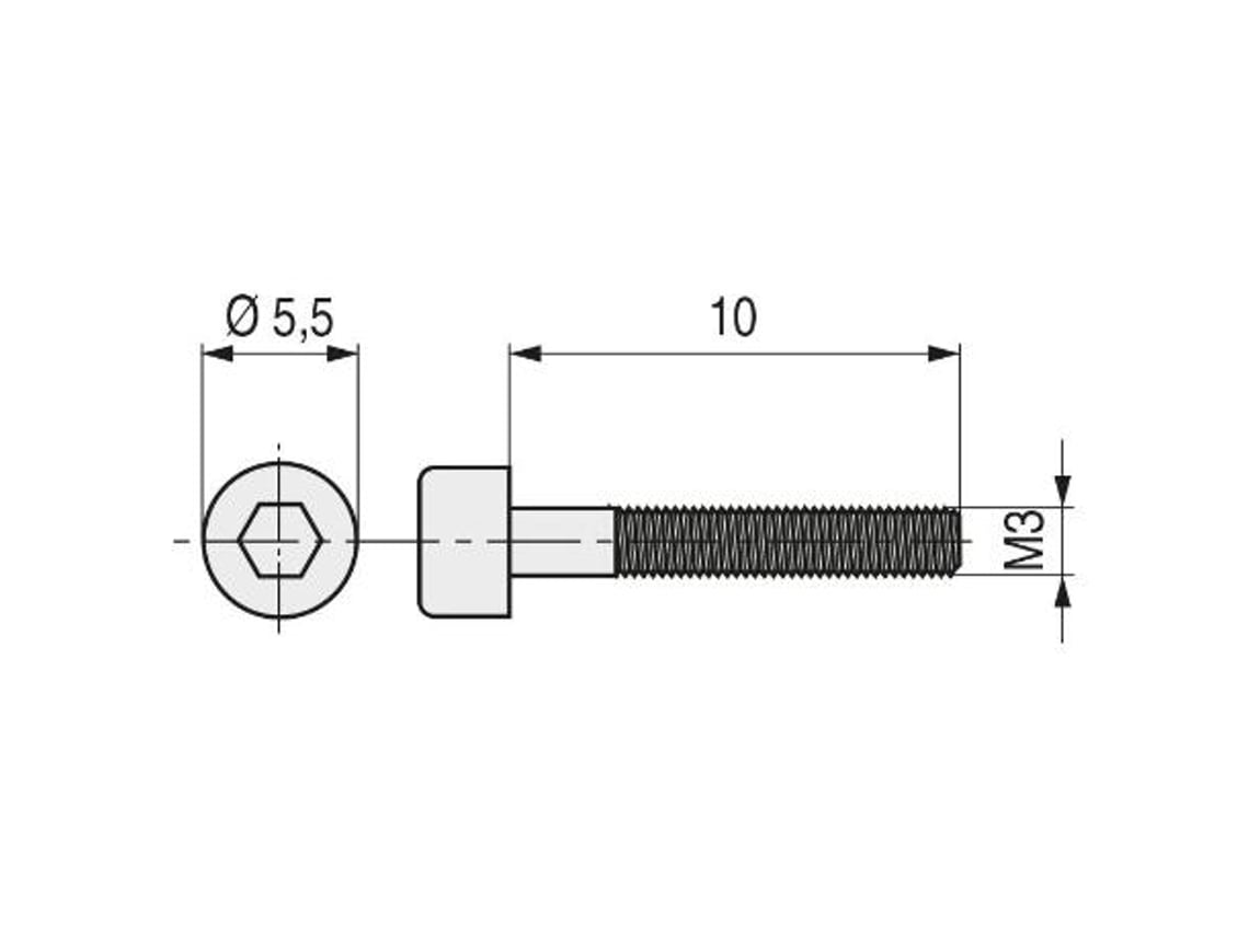Tornillo rosca metal allen din 912 negro largo 25mm metrica m-10