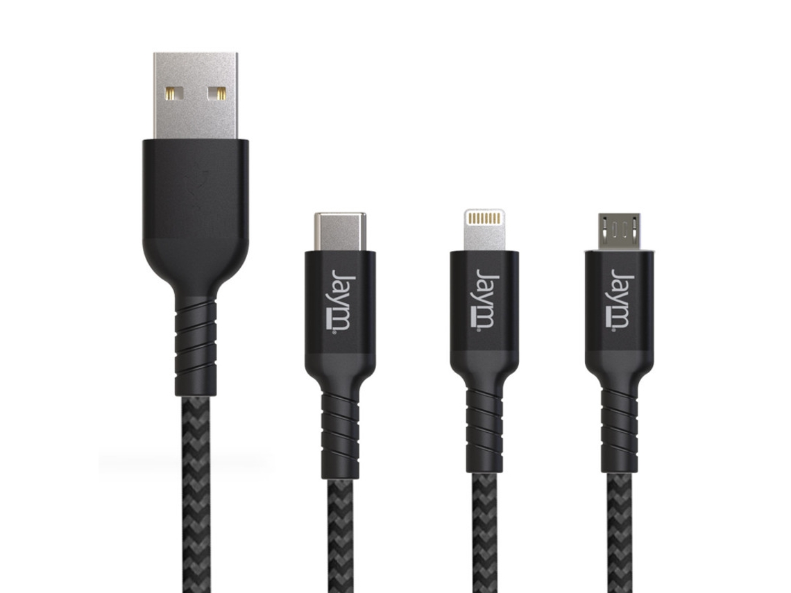 Cable JAYM Usb-A de 1,5 Metros Con 3 Salidas: Lightning, Type-C Y Micro Usb - Garantía de Por ...