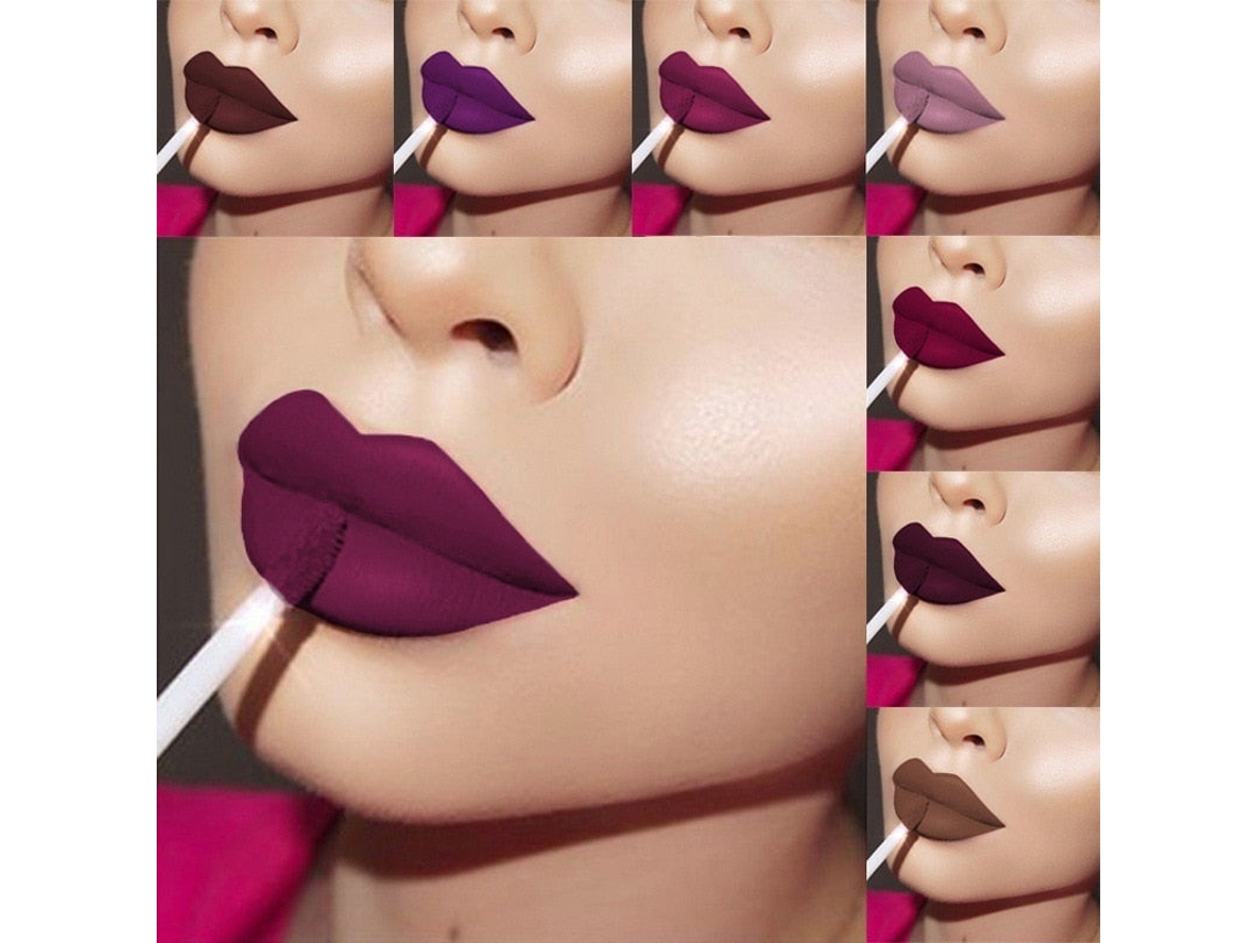 Lápiz labial líquido maquillaje mate impermeable labio rojo brillo de ... Lápiz labial líquido maquillaje mate impermeable labio rojo brillo de ...