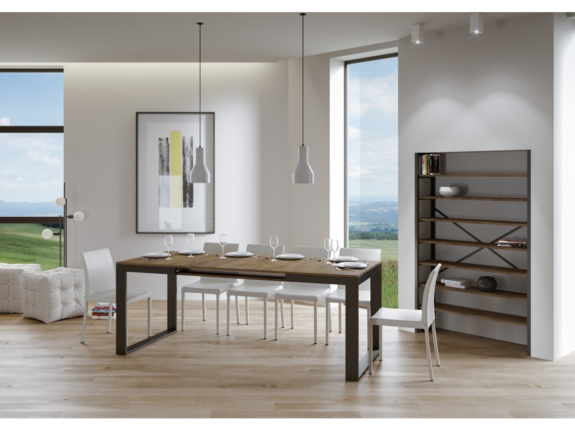 Mesa de Comedor ITAMOBY Tecno Evolution (90x160/420 - Paneles de Melamina - Nogal)