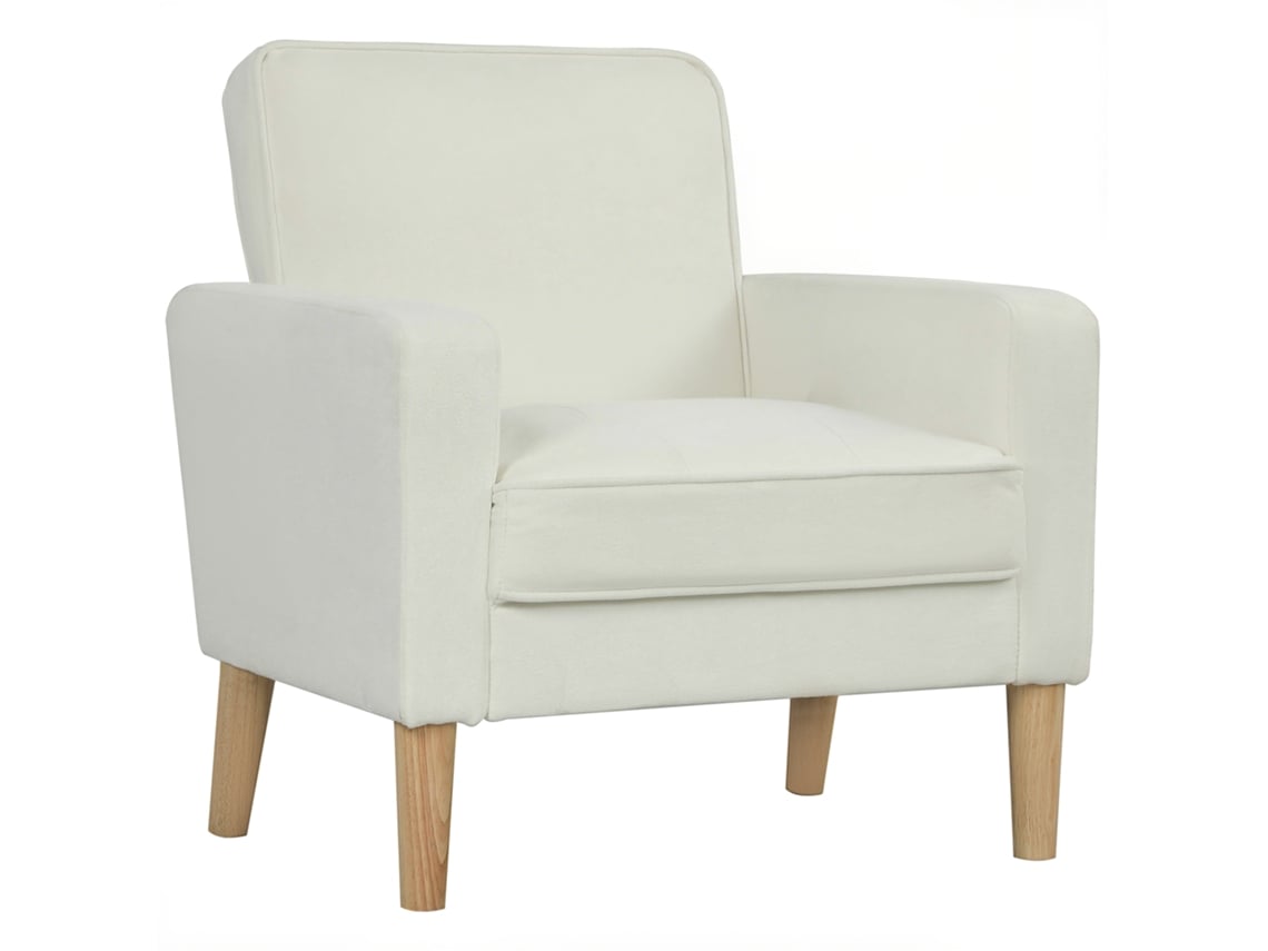 Sillón con respaldo reclinable, patas de goma, color crema. | Worten.es