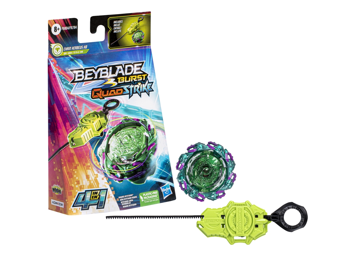 Trompo BEYBLADE Burst Quadstrike Chain Kerbeus K8 Kit Inicial (Edad ...