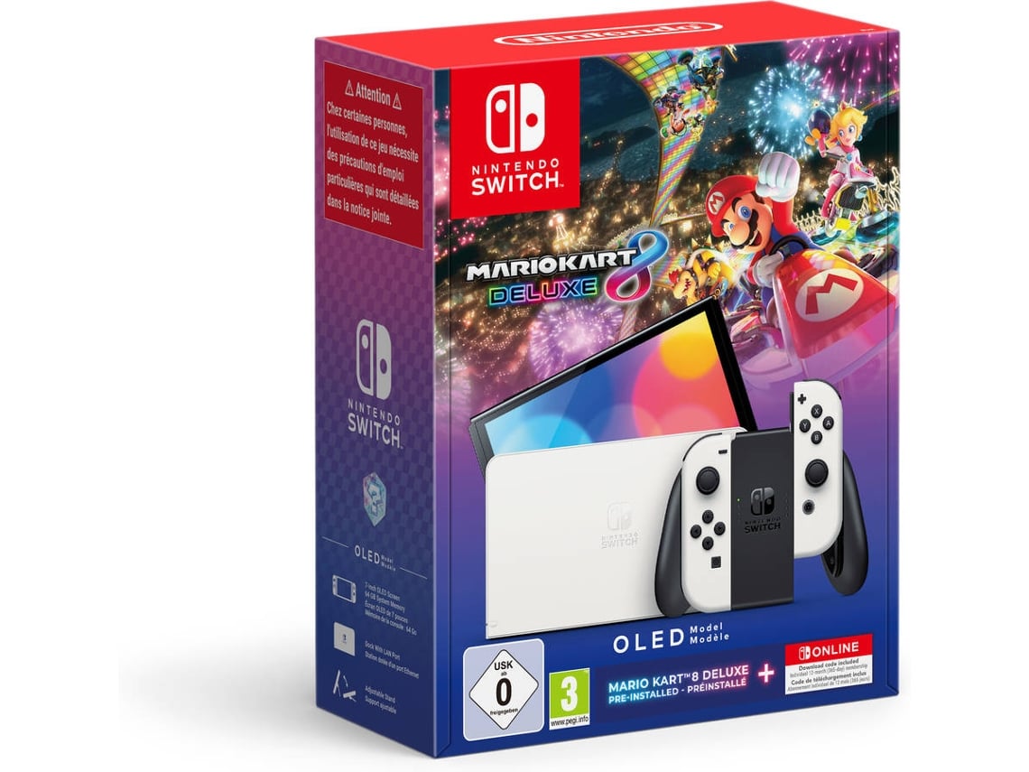 Pack Consola NINTENDO Switch OLED Blanco + Mario Kart 8 Deluxe | Worten.es