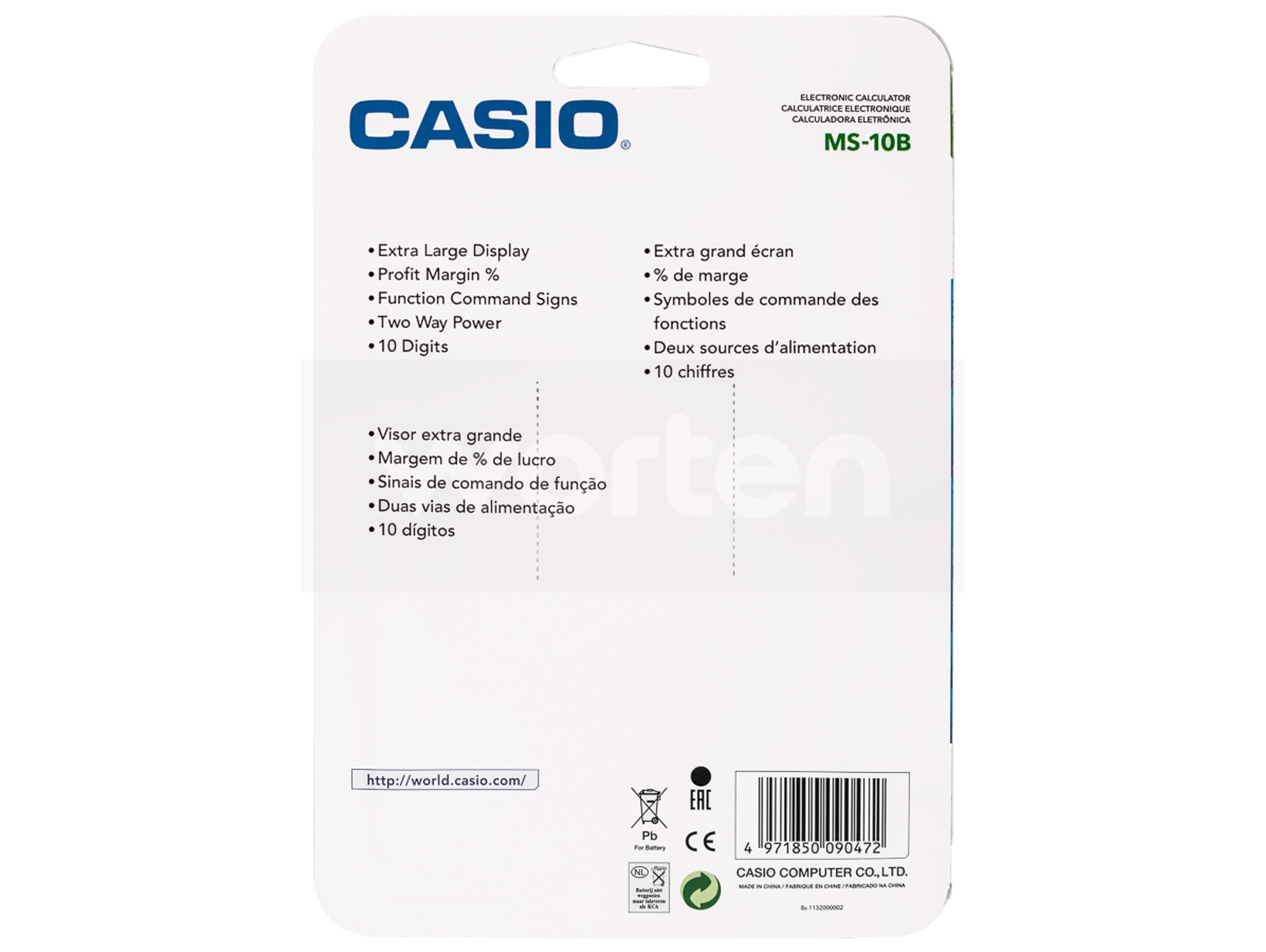 Calculadora CASIO Ms 10S 10 Dígitos | Worten.es