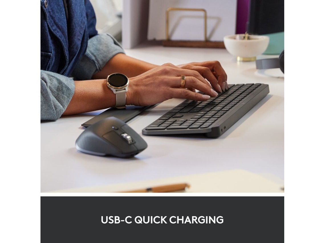 Teclado LOGITECH Mx Keys Combo For Business Gen 2 (Inalámbrico - Italiano - Gris) + Ratón ...