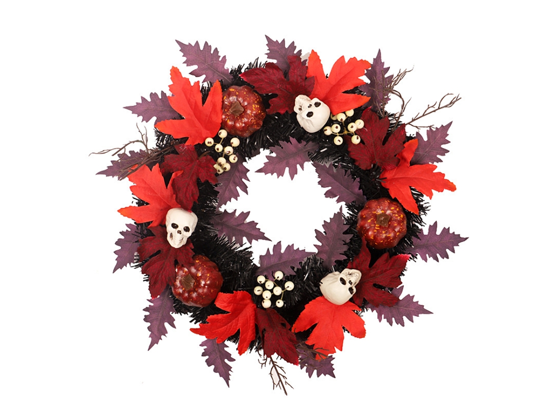 Calavera de Halloween con corona, hoja de arce y calabaza | Worten.es