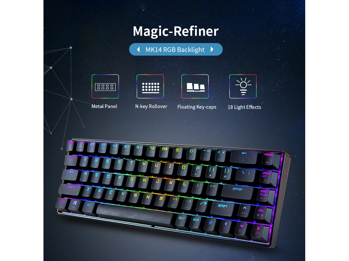 Teclado Gamer Magic Refiner Mk14 De 68 Teclas, Rgb, Switch Azul, 18 ...