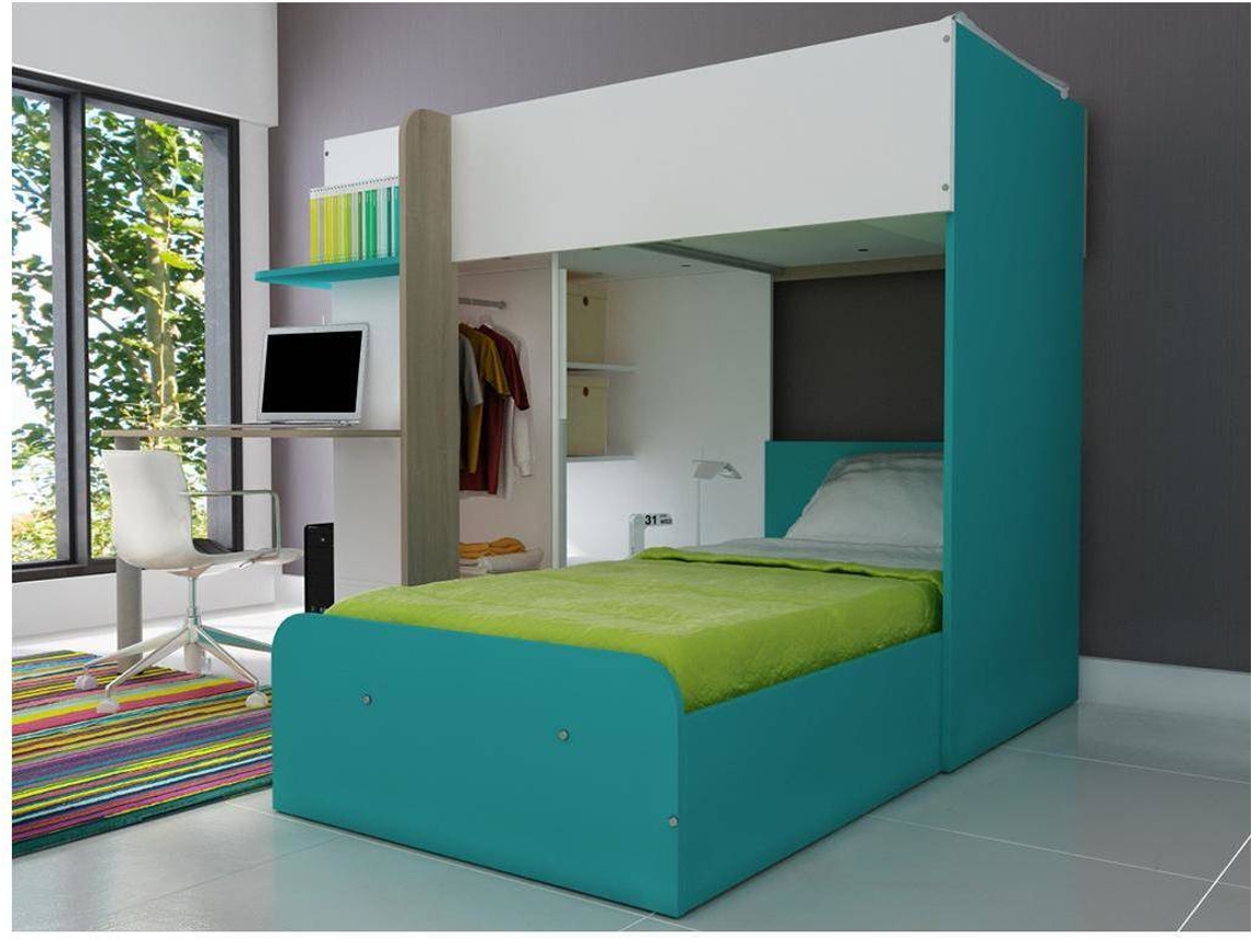 Cama Litera VENTE-UNIQUE Samuel (Azul - Paneles y Otros Derivados de la ...