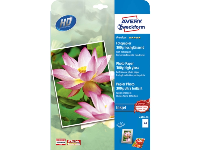 Papel Fotográfico AVERY Premium Inkjet, A4, 300g