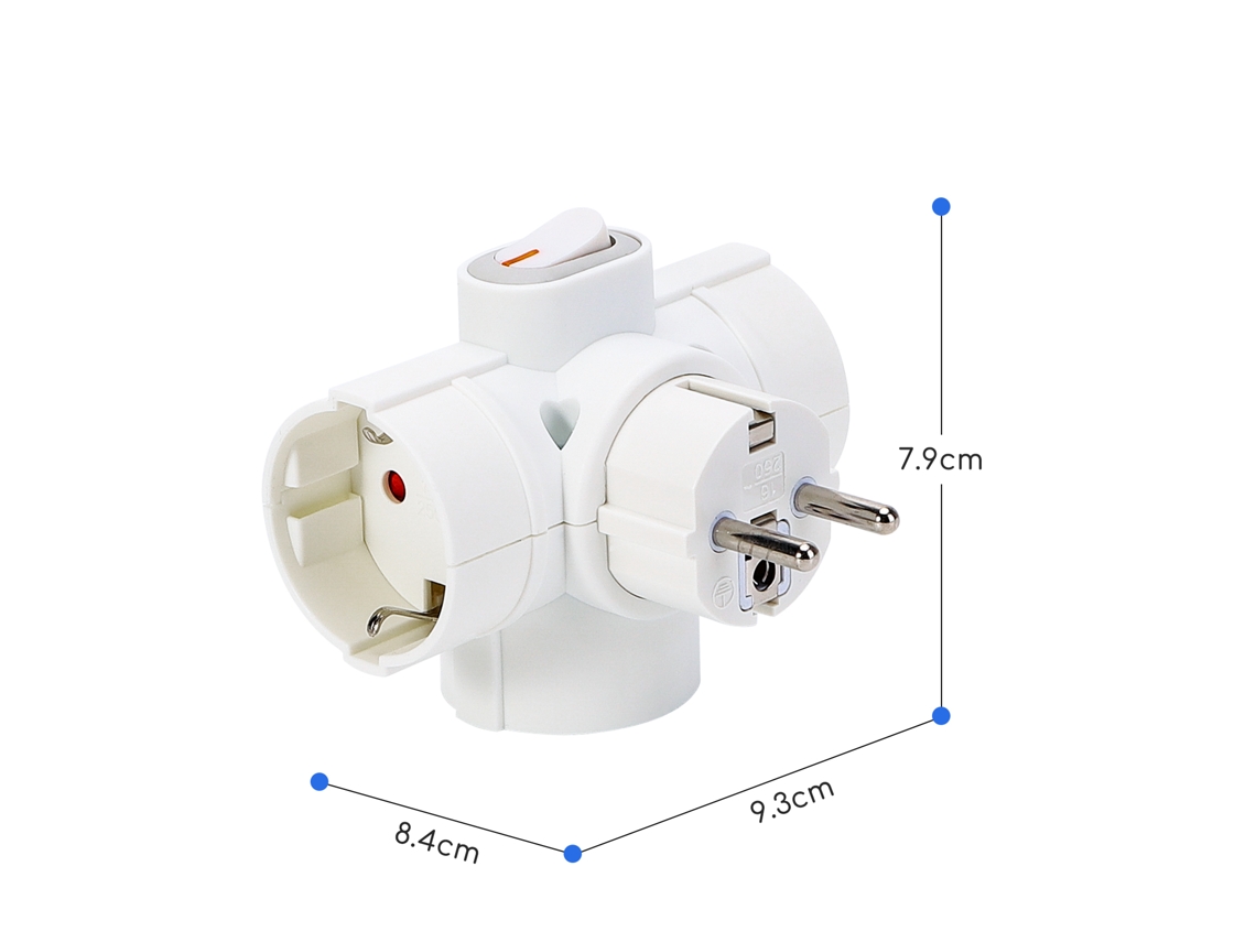 Aigostar Adaptador de enchufes europeos con 3 enchufes y interruptor ...