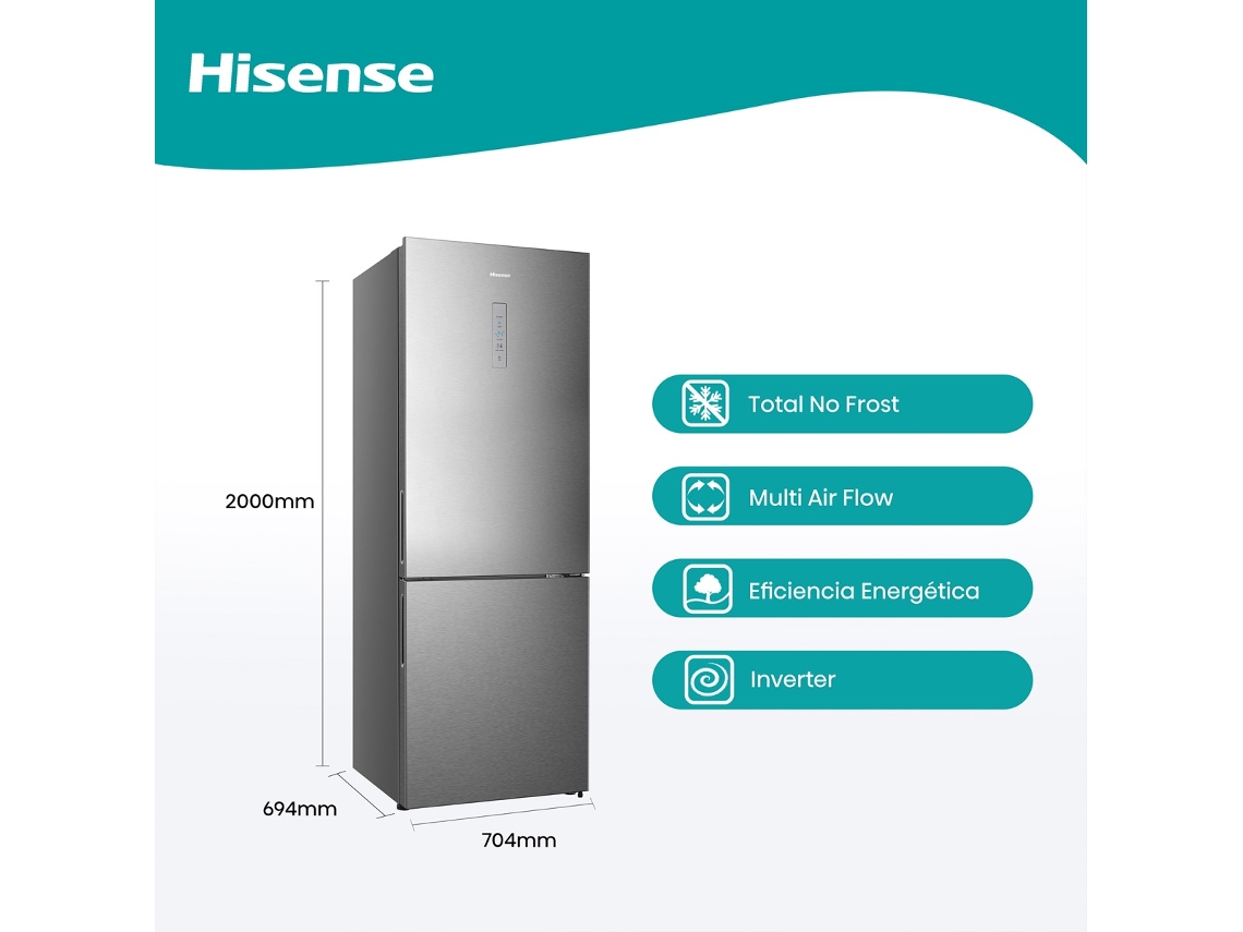Frigorífico Combi HISENSE RB645N4BID (No Frost - 200 cm - 495 L - Inox ...