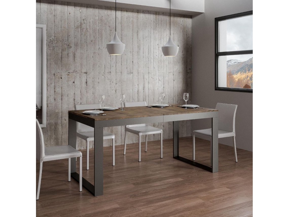 Mesa de Comedor ITAMOBY Tecno Evolution (90x160/420 - Paneles de Melamina - Nogal)