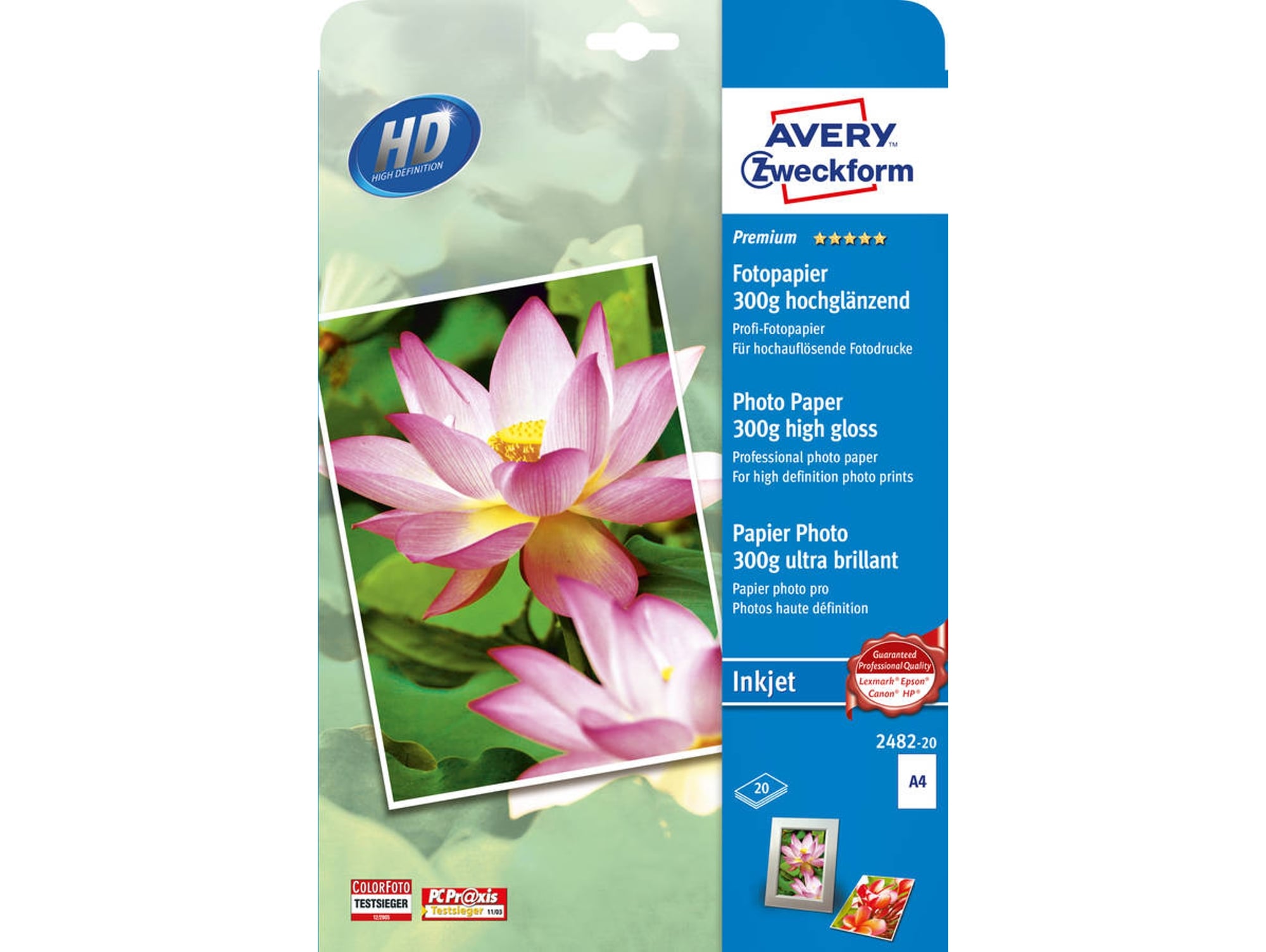 Papel Fotográfico AVERY Premium Inkjet, A4, 300g | Worten.es