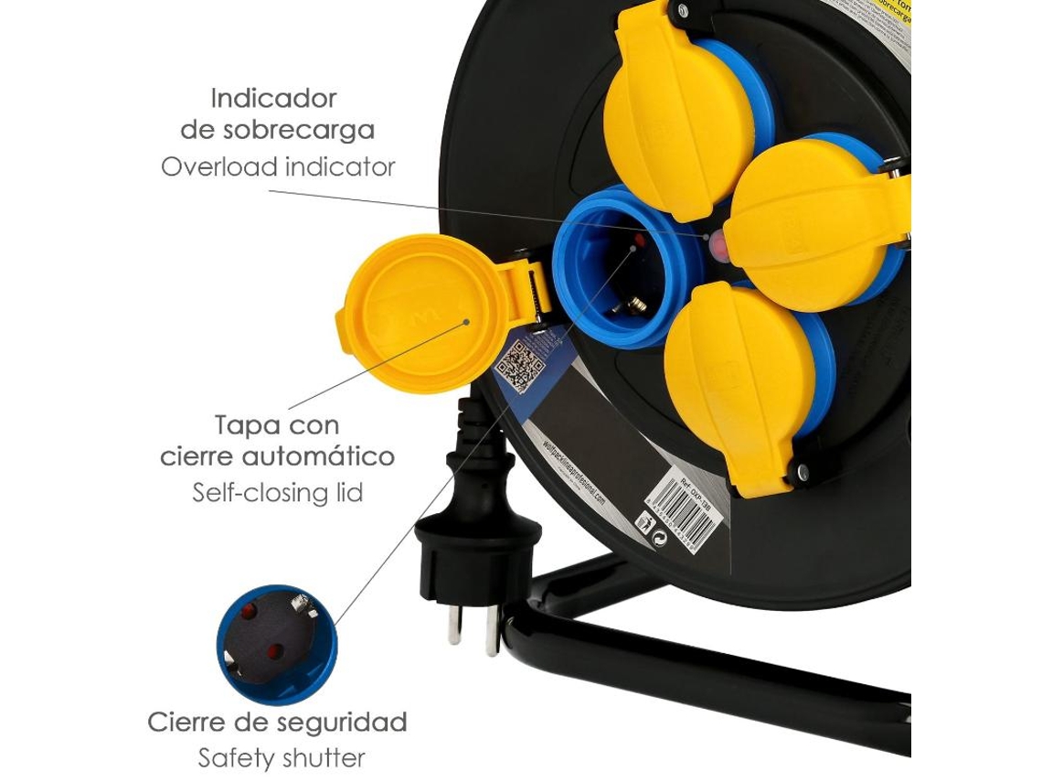 Extensible industrial 50 metros protección ip44 con tapas, extensible ...