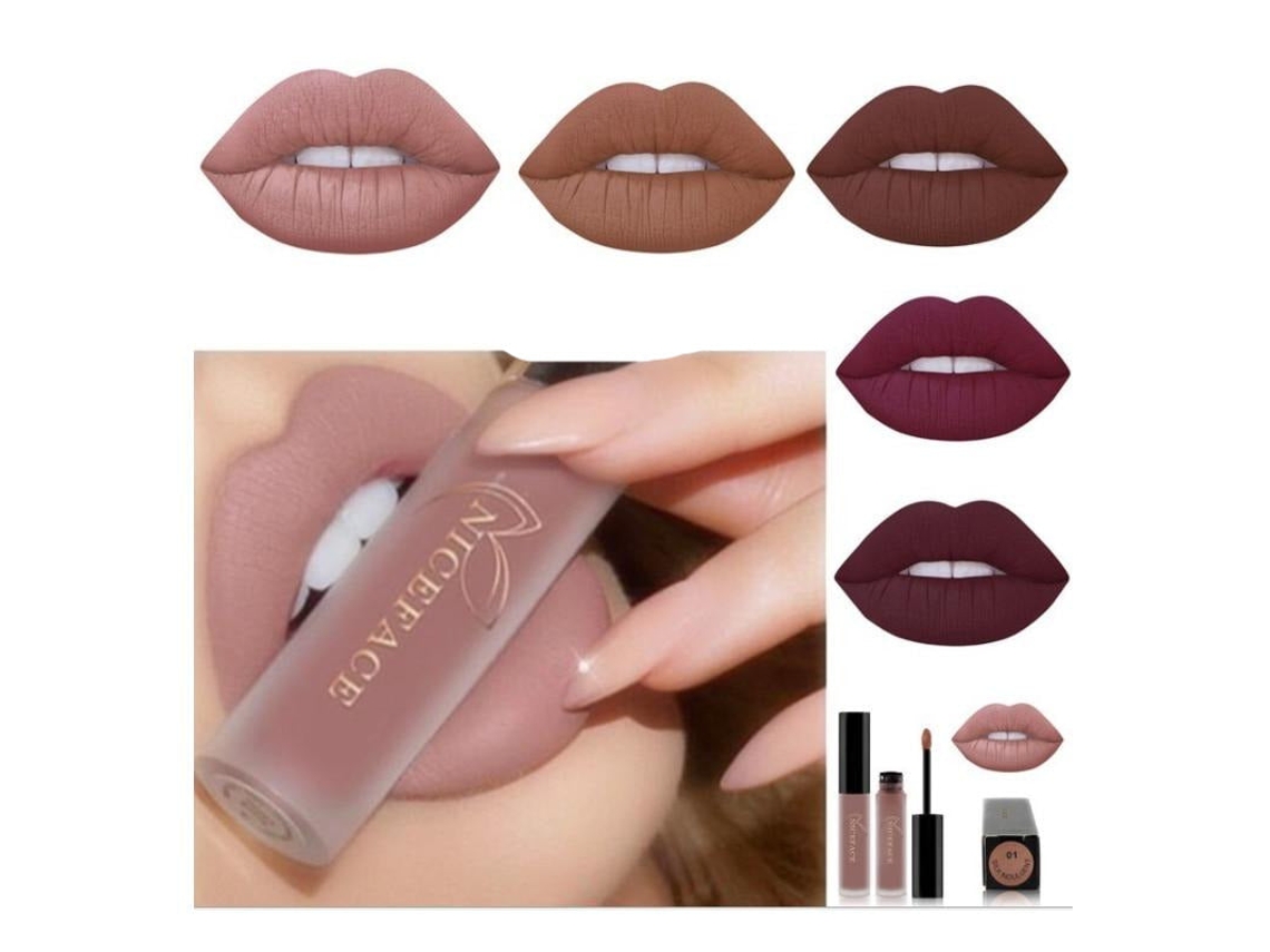 Lápiz labial líquido maquillaje mate impermeable labio rojo brillo de ... Lápiz labial líquido maquillaje mate impermeable labio rojo brillo de ...