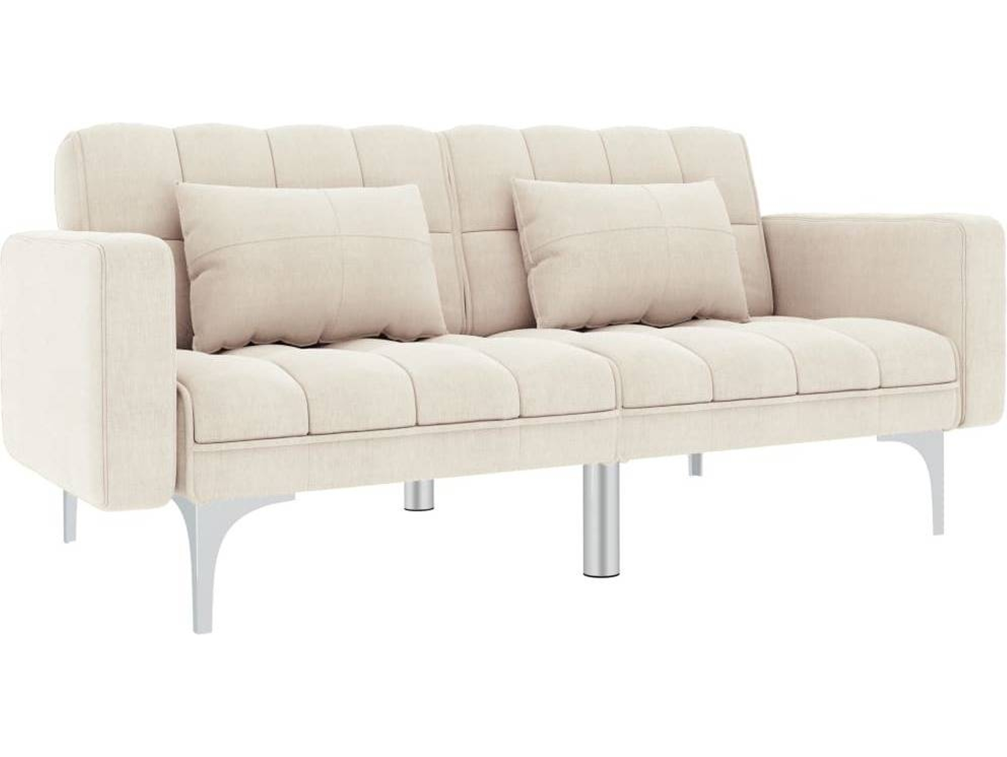 vidaXL Sofá cama de tela blanco crema
