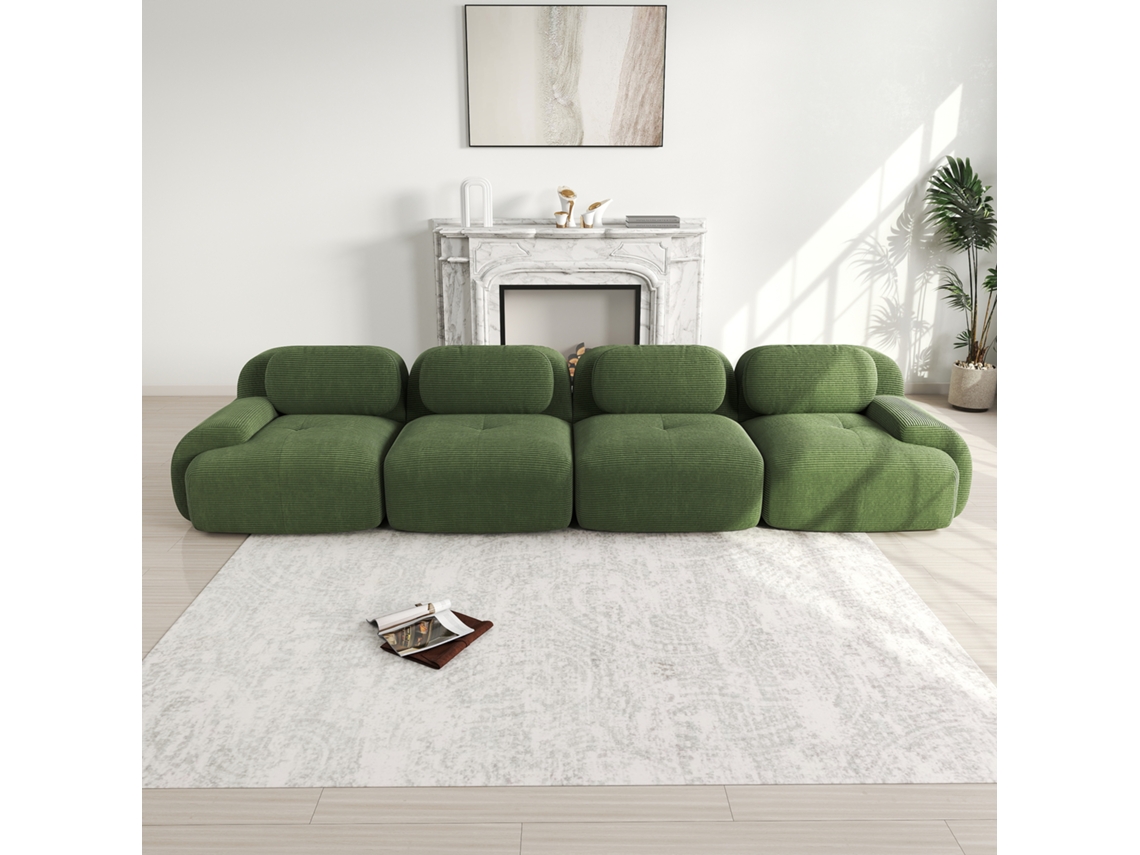 Sofá de 4 plazas en terciopelo de pana, tapizado de alta elasticidad ...