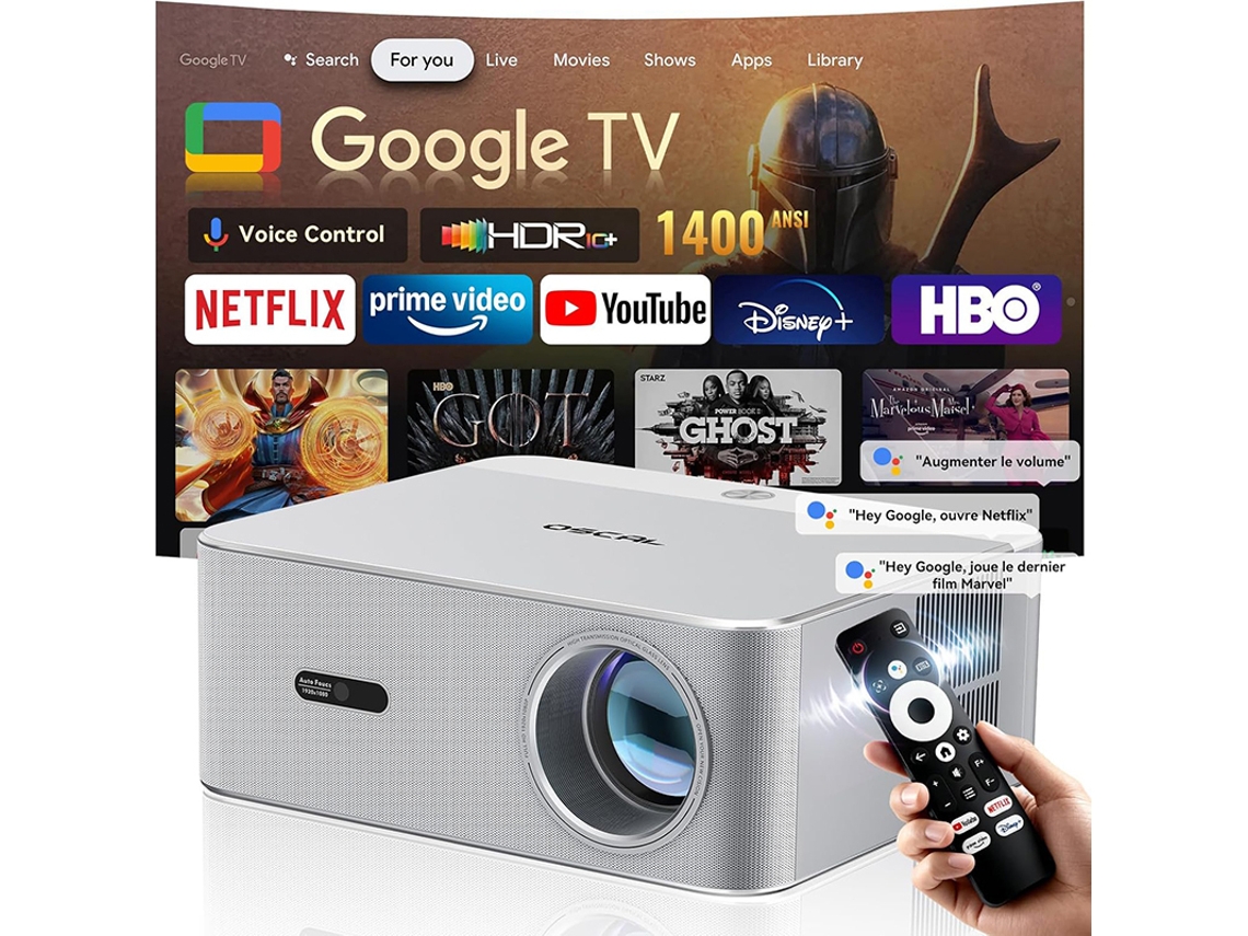 Proyector portátil OSCAL PV800 Pro oficial Google TV, 4K, HDR10+, 1080p ...