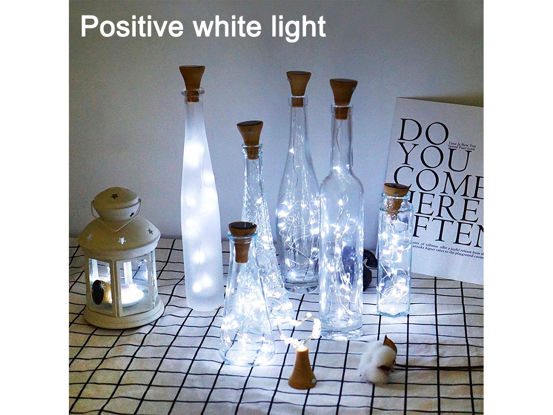 Paquete de 10 luces solares para botellas de vino, 20 luces LED con ...